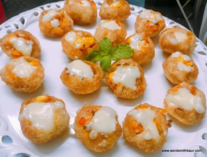 Cheese Corn Pani Puri Shots | Delectable Starters