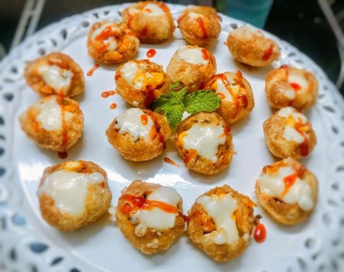 Cheese Corn Pani Puri Shots | Delectable Starters