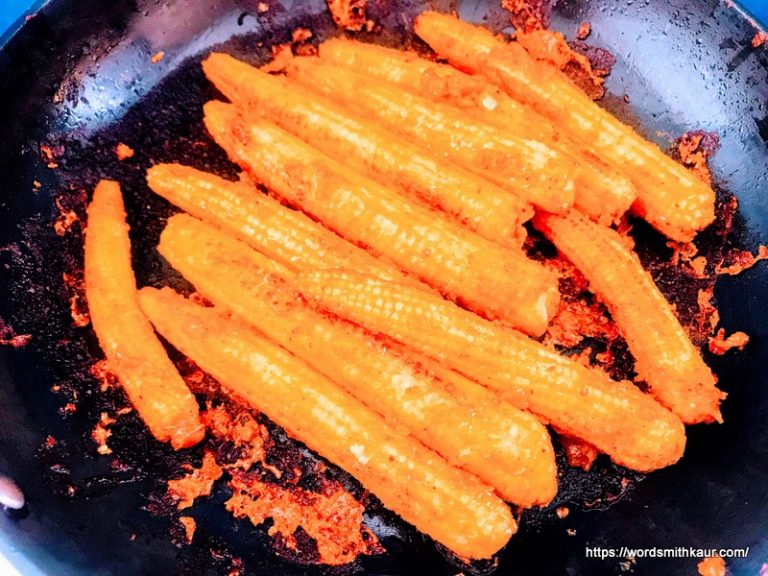 Crispy Babycorn Satay Recipe - Grilled with Peanut Dip