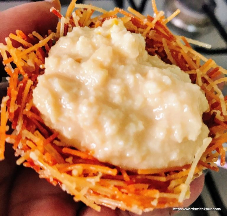Shahi Paneer Kunafa Pudding in Vermicelli Baskets