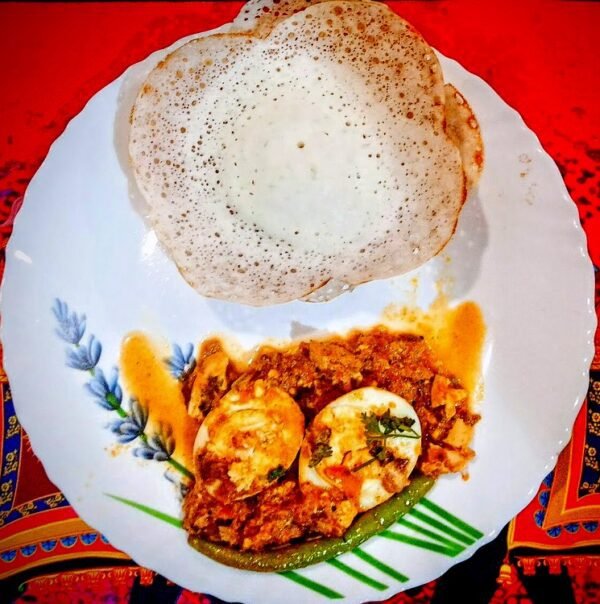 Flower Appam with Kerala Egg Curry